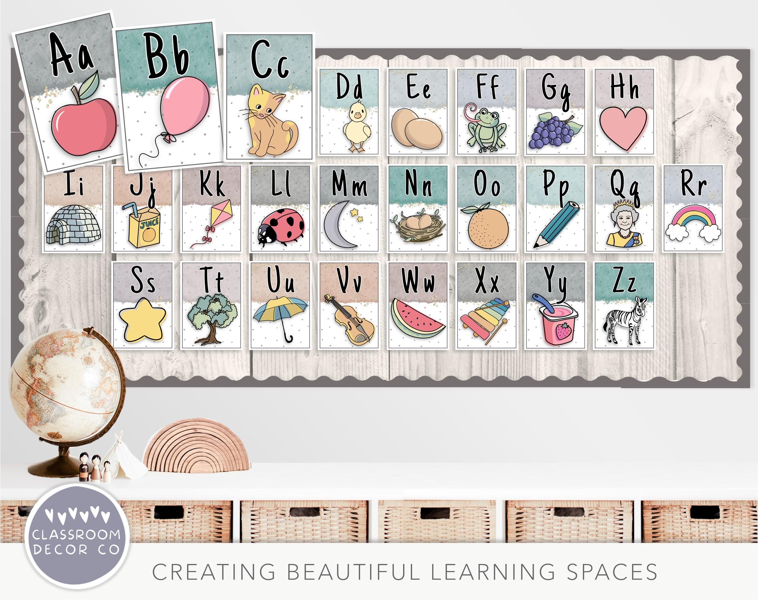 BEACHY BOHO Alphabet Posters, Classroom Letters Display, Letter ...
