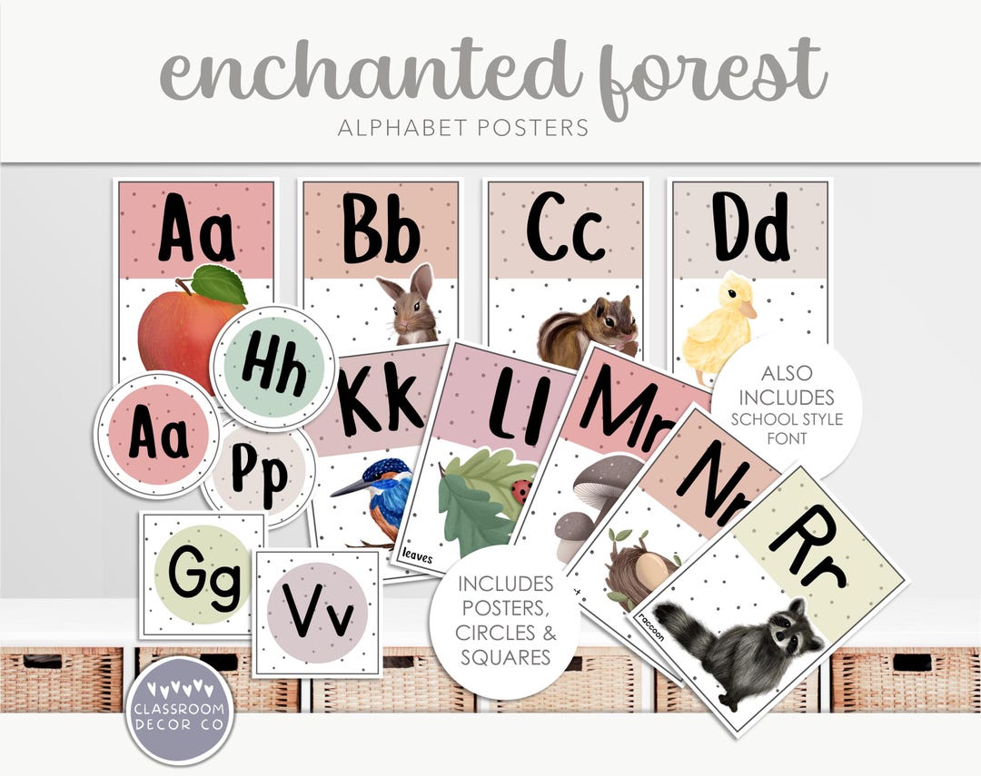 ENCHANTED FOREST Alphabet Posters, Classroom Letters Display, Letter ...