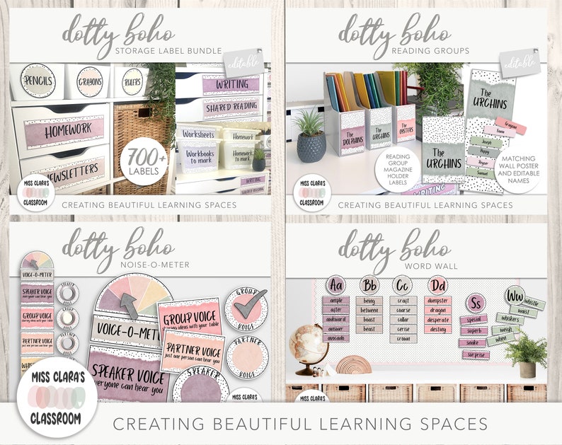 DOTTY BOHO Complete Classroom Display Label Bundle Neutral - Etsy