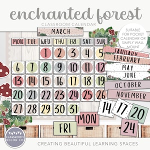 ENCHANTED FOREST Classroom Calendar, Rustic Woodland Fairy Garden ...