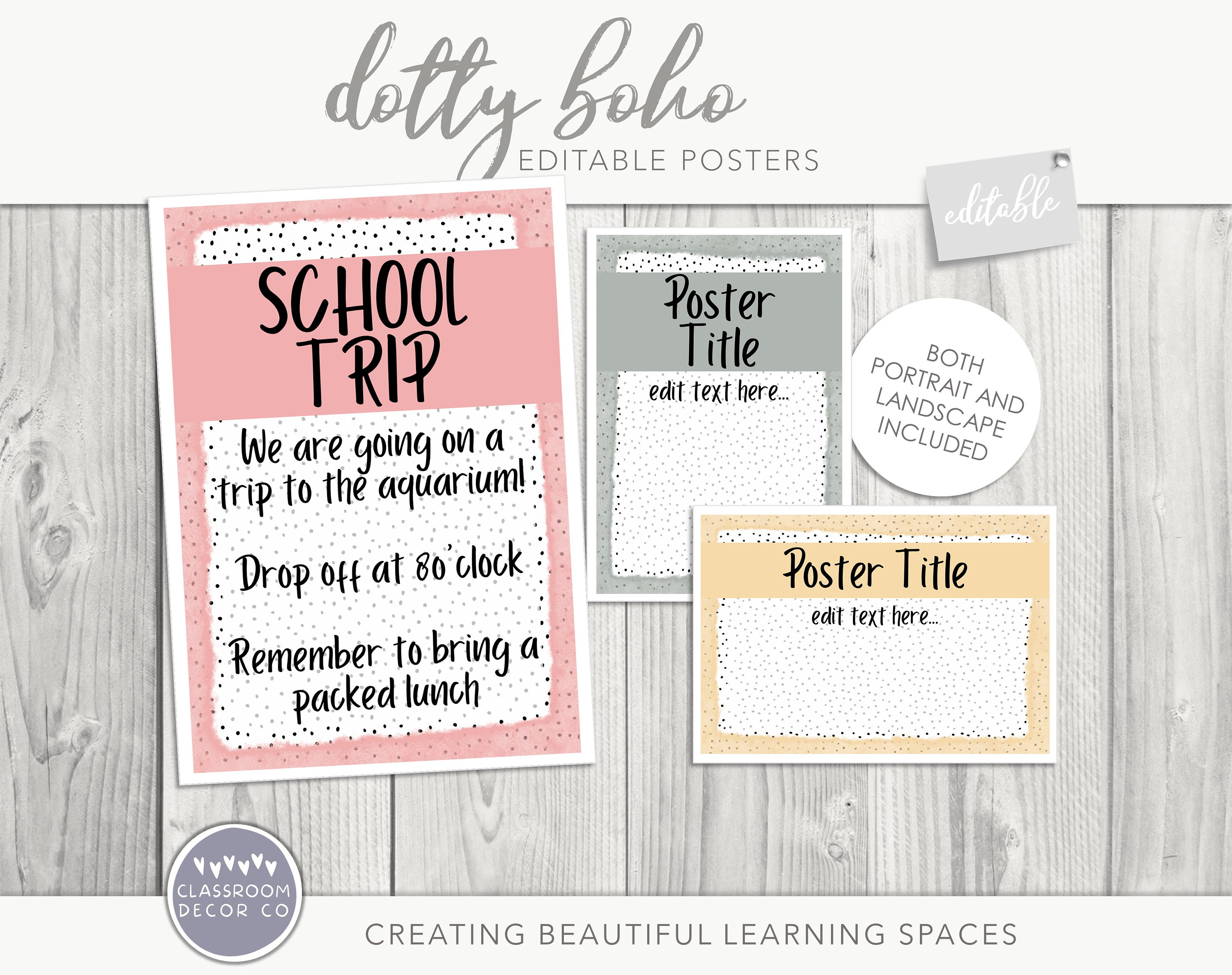 DOTTY BOHO Editable Classroom Posters Customizable Display - Etsy