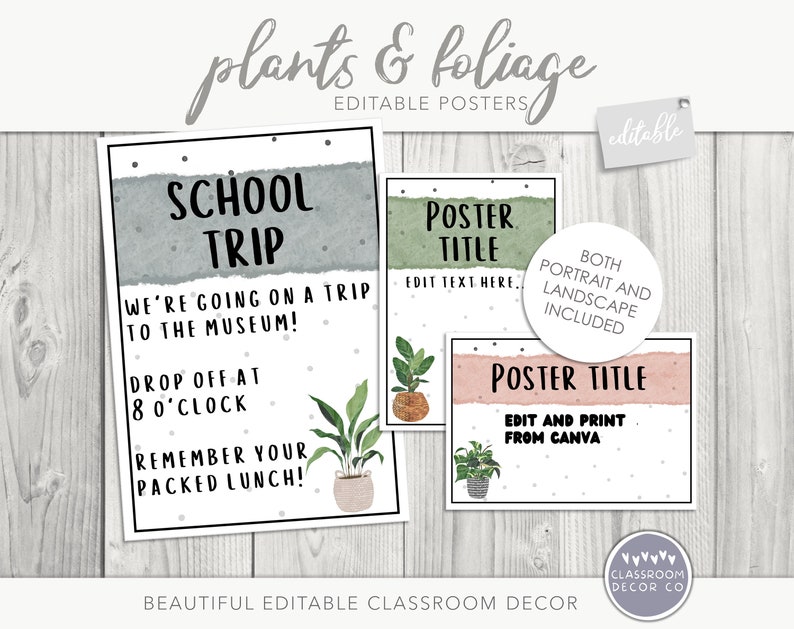 PLANTS & FOLIAGE Editable Classroom Posters Modern Plants - Etsy