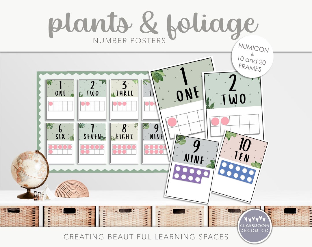 PLANTS & FOLIAGE Number Posters, Tens Frames Number Posters, Numicon ...
