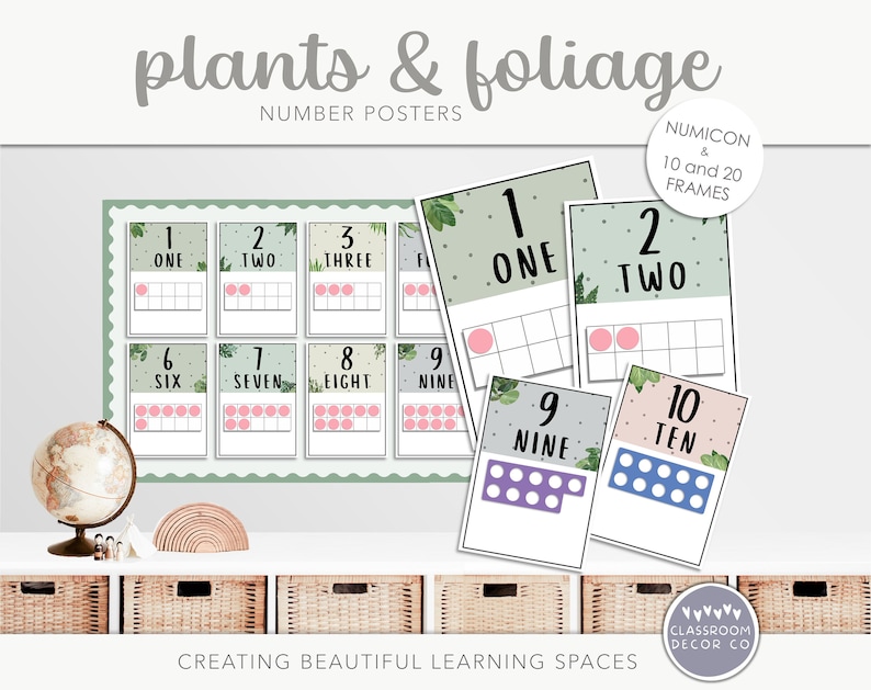 PLANTS & FOLIAGE Number Posters, Tens Frames Number Posters, Numicon ...