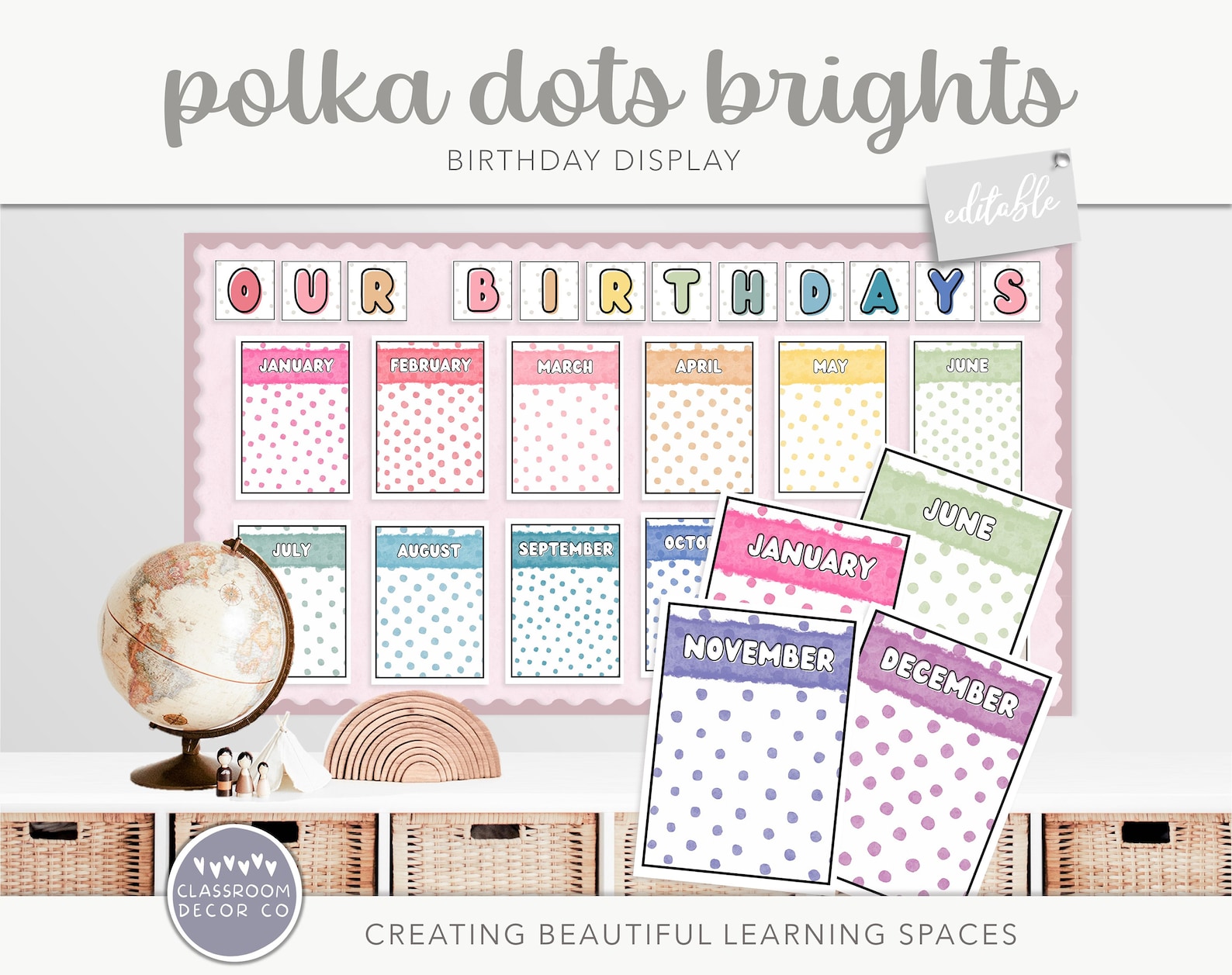 POLKA DOTS ‘BRIGHTS’ Birthday Display, Celebration Classroom Display ...
