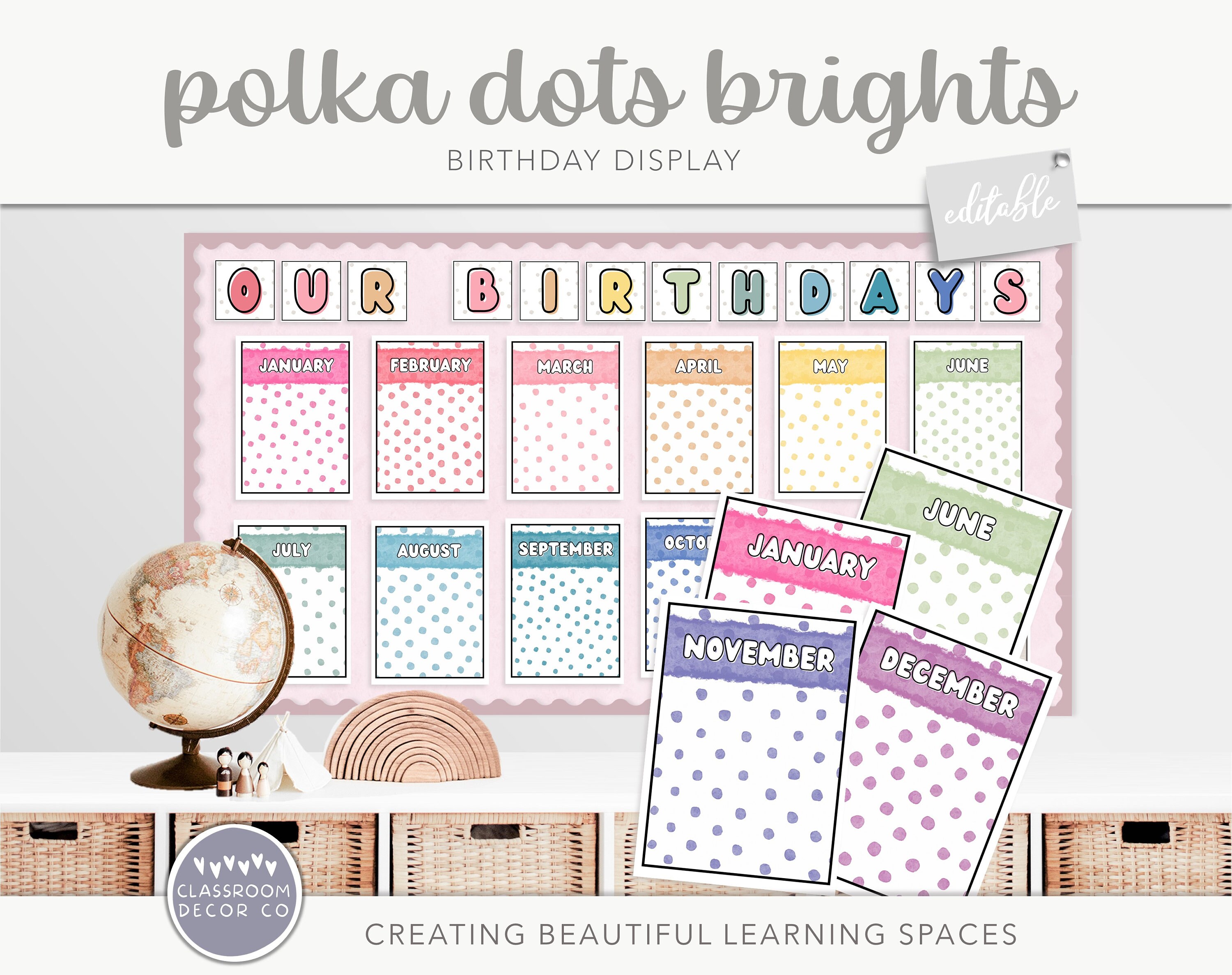 POLKA DOTS BRIGHTS Birthday Display, Celebration Classroom Display ...