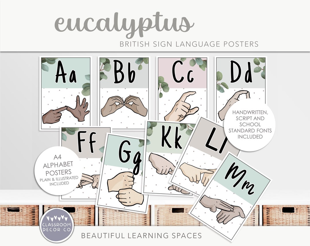 EUCALYPTUS BSL Sign Language Posters, British Sign Language Display ...