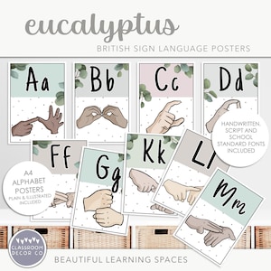 EUCALYPTUS BSL Sign Language Posters, British Sign Language Display ...