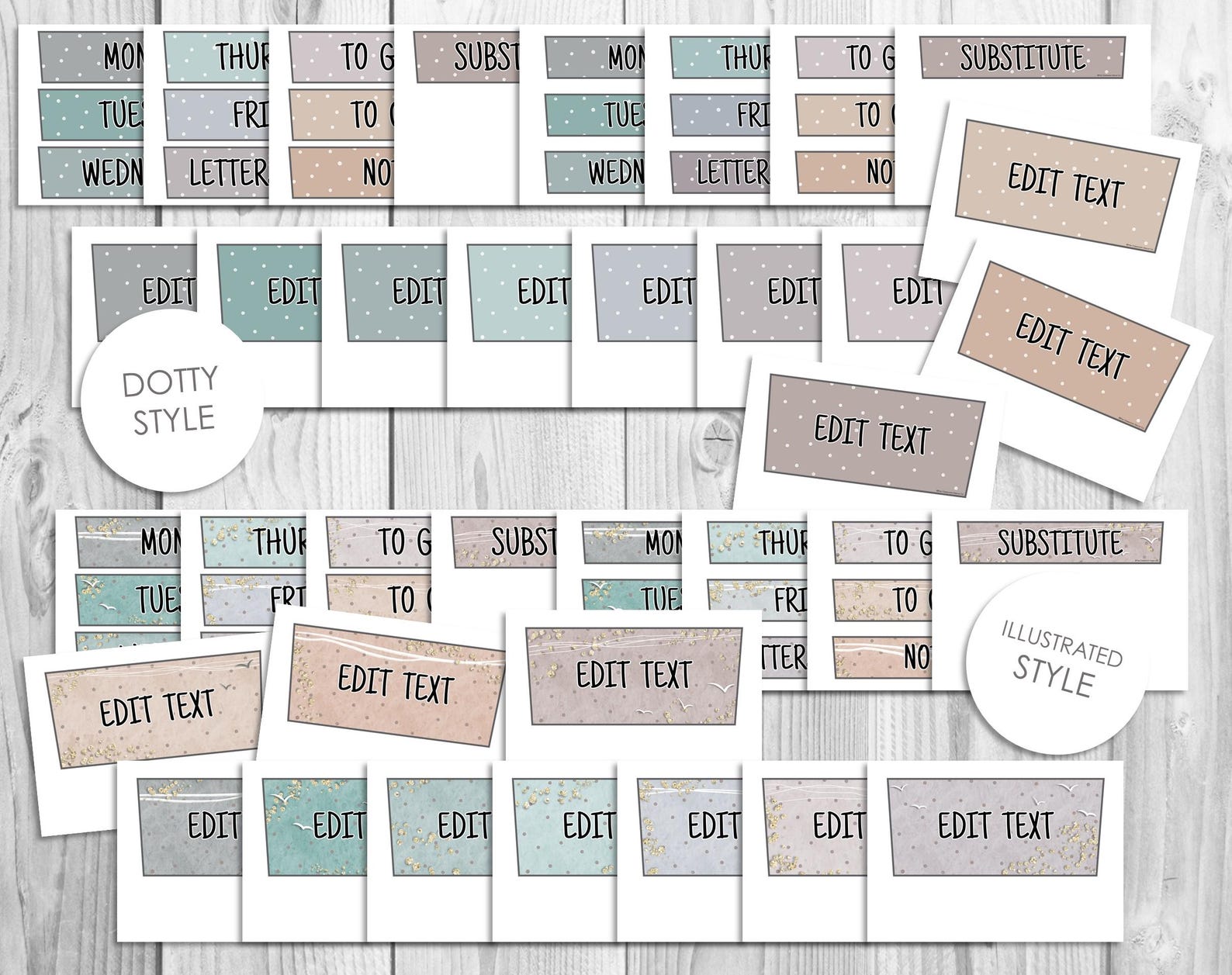 BEACHY BOHO Teacher Trolley Labels, 10 Drawer Rolling Cart Label Bundle ...