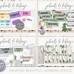 Plants & Foliage Complete Classroom Display Bundle | Natural Boho ...