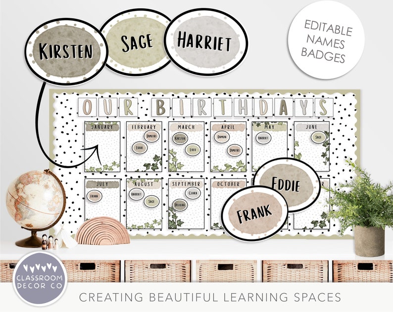 BOHO FARMHOUSE Birthday Display, Celebration Classroom Display, Modern ...