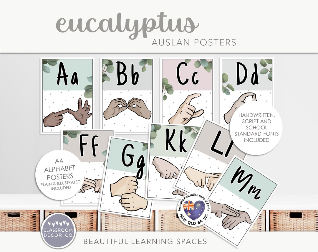 EUCALYPTUS AUSLAN Sign Language Posters, Australian Sign Language ...