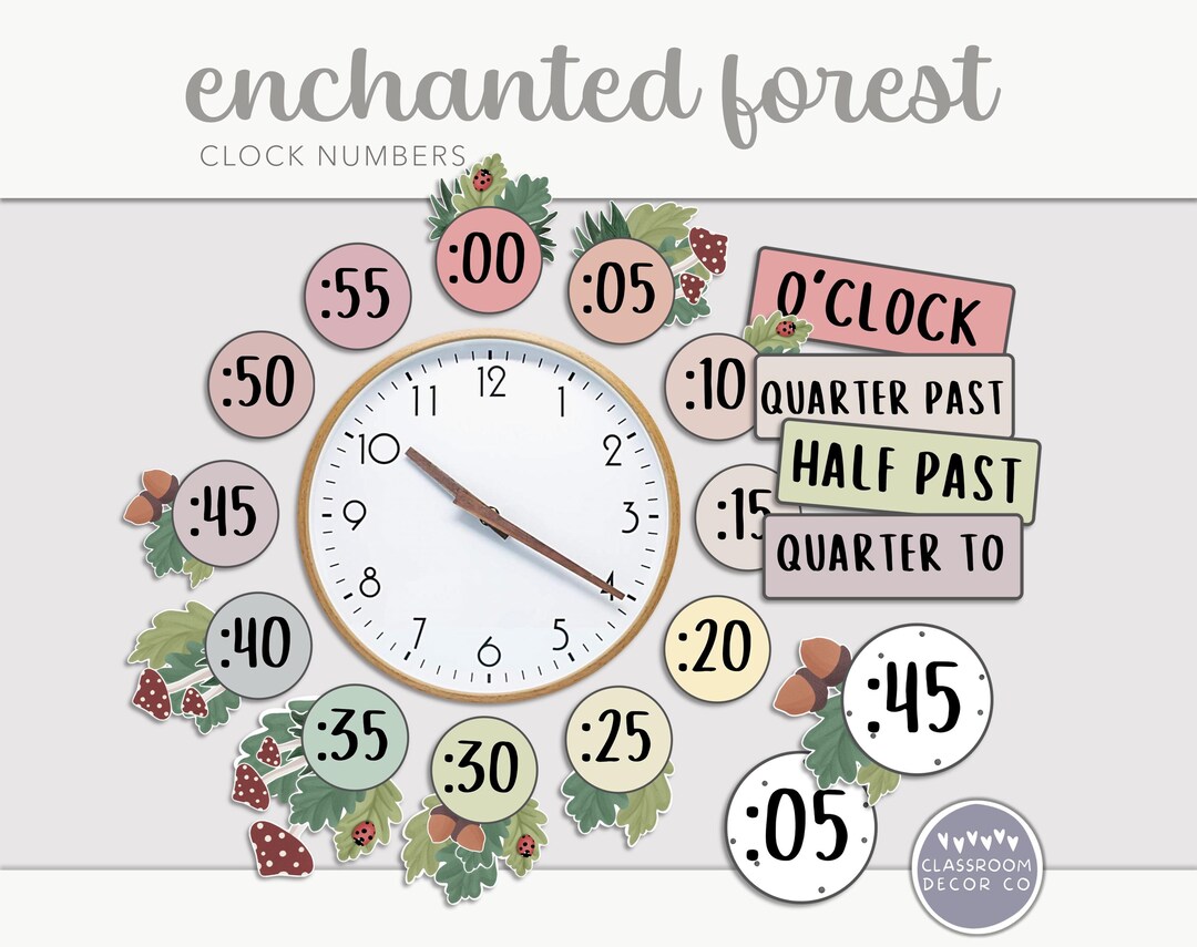 ENCHANTED FOREST Clock Numbers, Clock Printables, Classroom Printables ...
