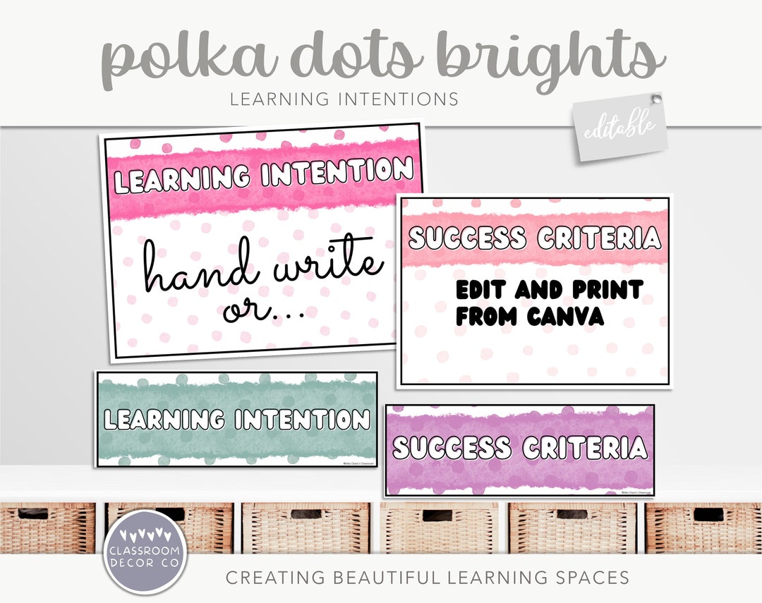 POLKA DOTS ‘BRIGHTS’ Learning Intentions, Learning Objective Poster ...