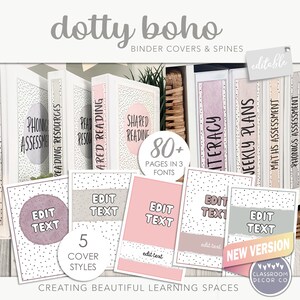 DOTTY BOHO Binder Covers and Spines, Boho Classroom Folder Labels ...