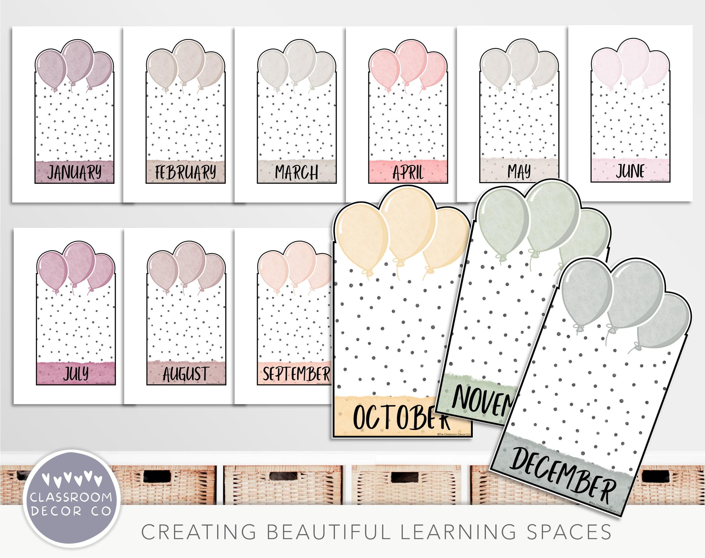 DOTTY BOHO Classroom Birthday Display, Editable, Neutral Classroom ...