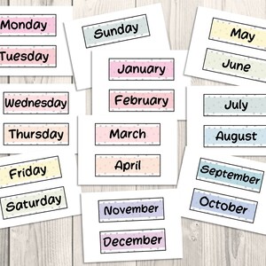 PASTEL CUTIE Days and Months Display, Days of the Week, Months of the ...