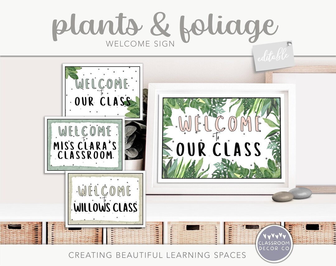 PLANTS & FOLIAGE Welcome Sign, Customizable Classroom Sign, Classroom ...
