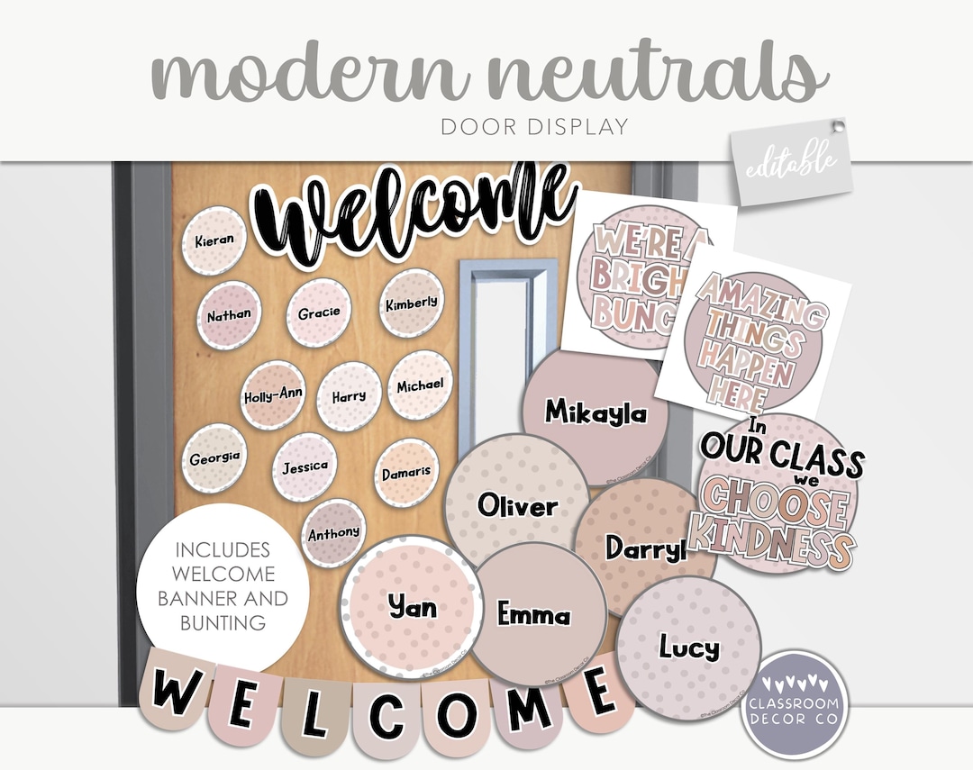 MODERN NEUTRALS Classroom Door Display, Customizable Display, Classroom ...