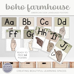 BOHO FARMHOUSE American Sign Language Posters, Sign Language Display ...