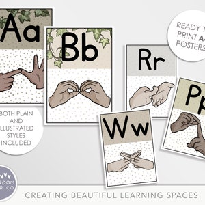 BOHO FARMHOUSE AUSLAN Sign Language Posters, Australian Sign Language ...