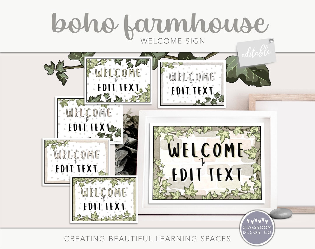 BOHO FARMHOUSE Welcome Sign, Customizable Classroom Sign, Classroom ...