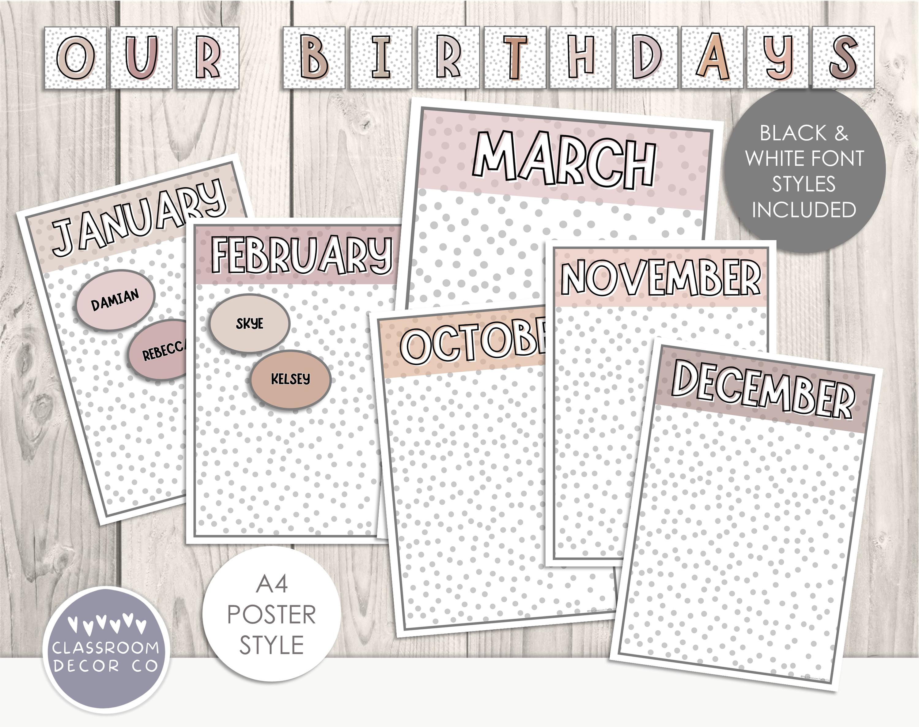 MODERN NEUTRALS Birthday Display | Classroom Celebration Display ...