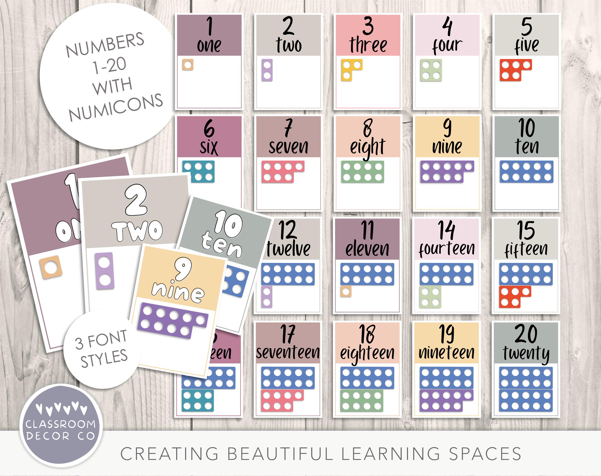 DOTTY BOHO Number Posters, Tens Frames Number Posters, Numicon Display ...