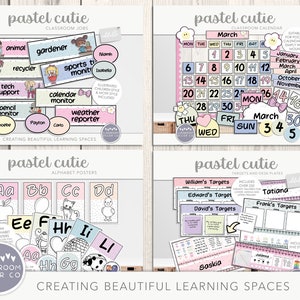 PASTEL CUTIE Complete Classroom Display Bundle, Customizable Display ...