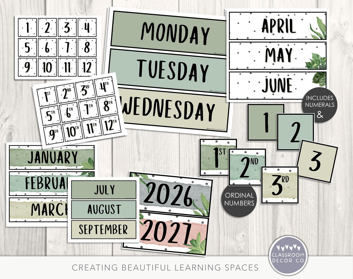 PLANTS & FOLIAGE Flip Calendar, Natural Greenery Boho Display, Neutral ...