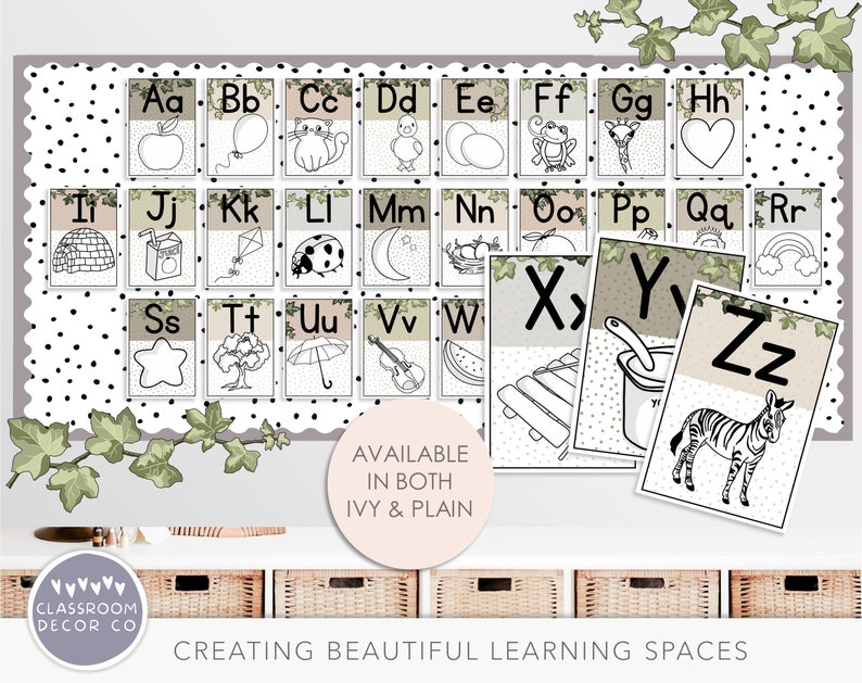 BOHO FARMHOUSE Alphabet Posters, Classroom Letters Display, Letter ...