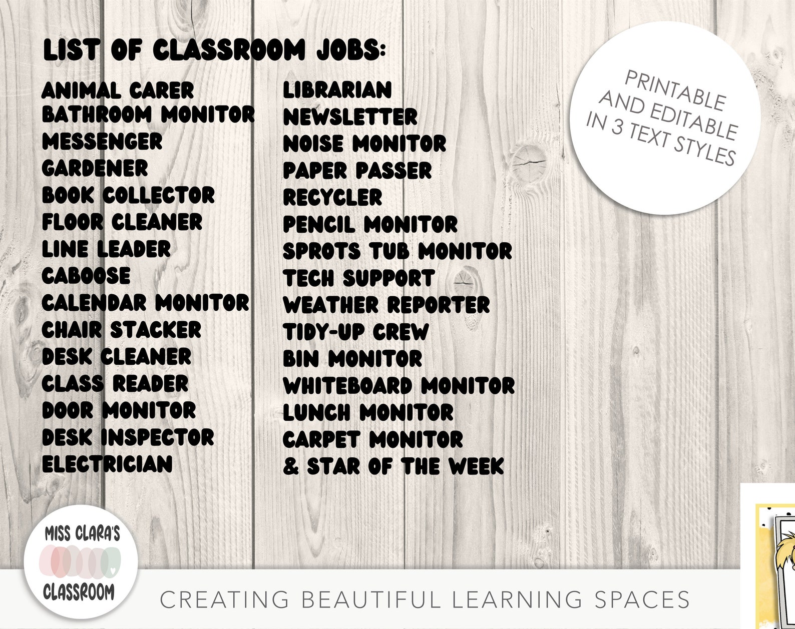 DOTTY WATERCOLOR Classroom Jobs, Editable, Bright Rainbow Classroom ...