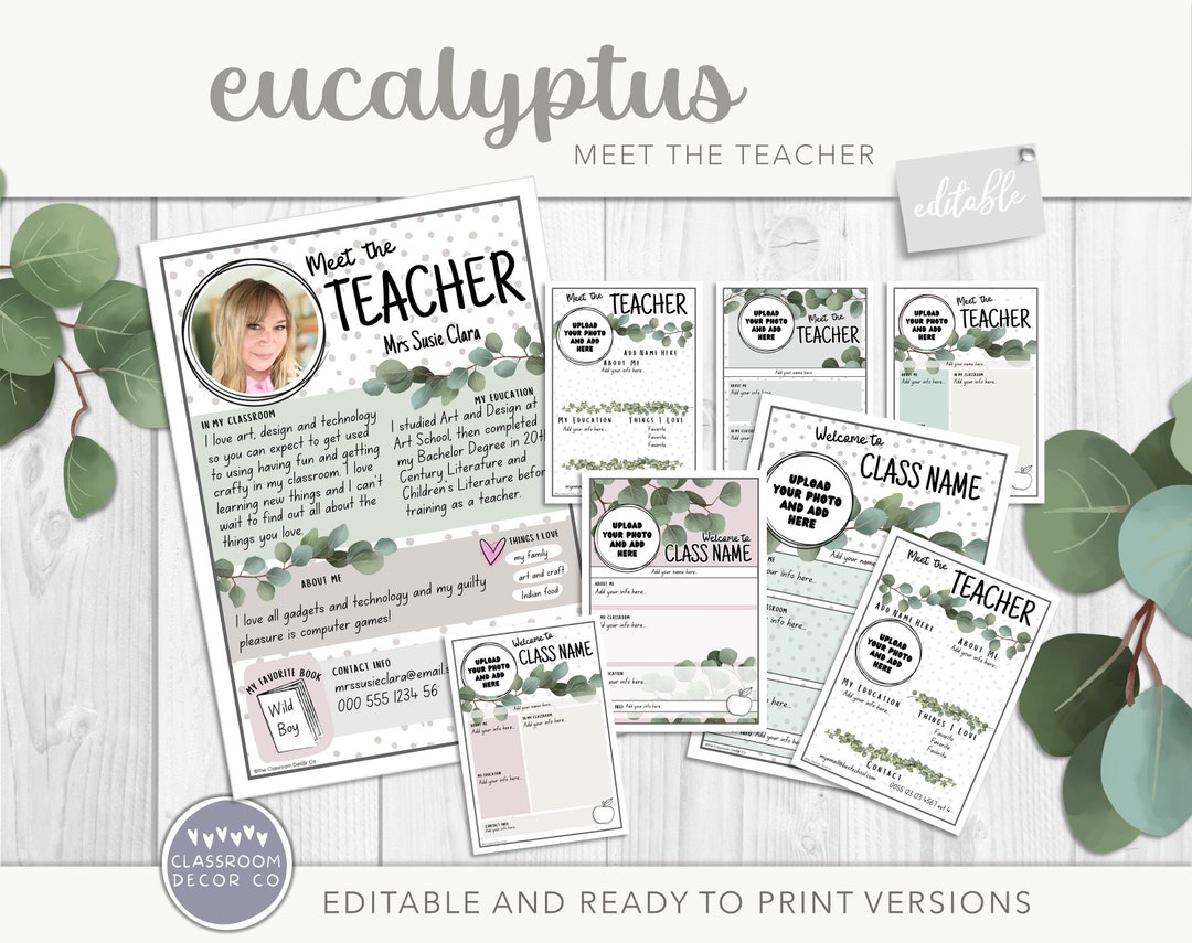 EUCALYPTUS Meet the Teacher, Customizable Teacher Fact File ...