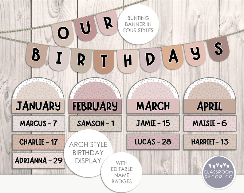 MODERN NEUTRALS Birthday Display | Classroom Celebration Display ...