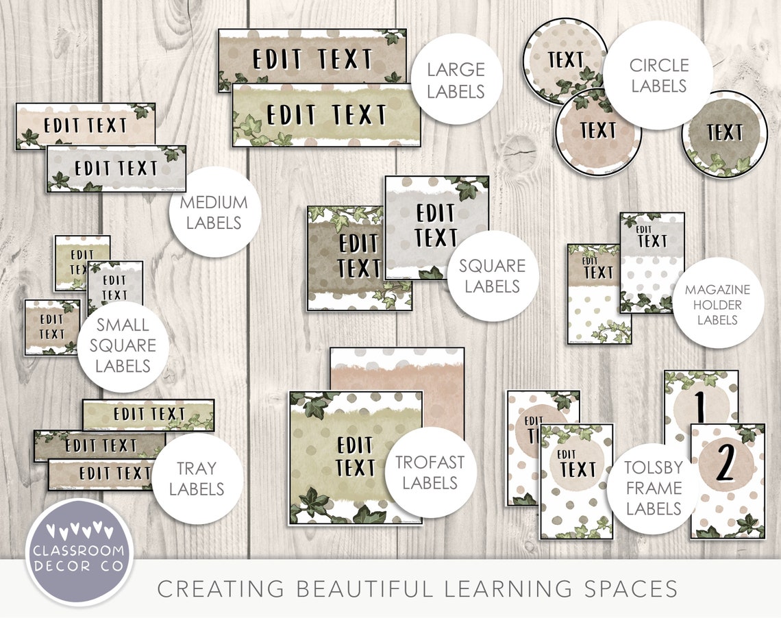 BOHO FARMHOUSE Storage Label Bundle, Classroom Organization Labels ...