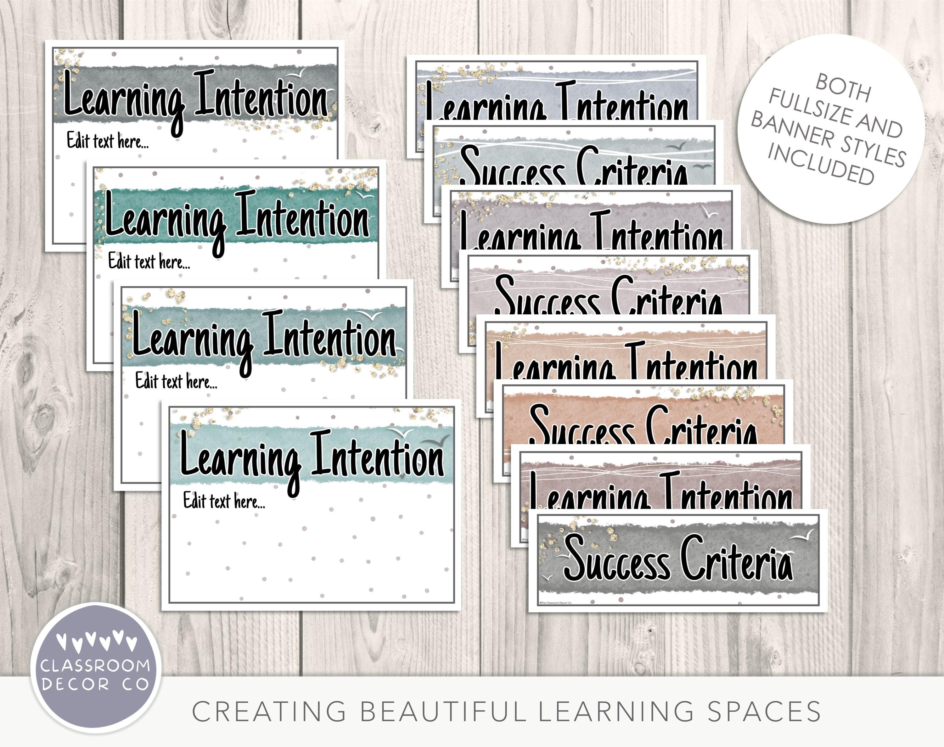 BEACHY BOHO Learning Intentions, Learning Objective Poster, Success ...