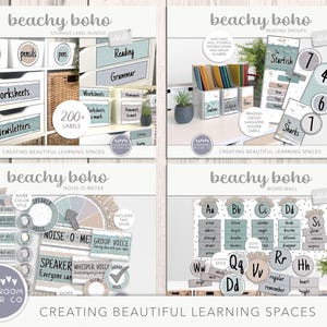 BEACHY BOHO Complete Classroom Display Bundle, Customizable Display ...