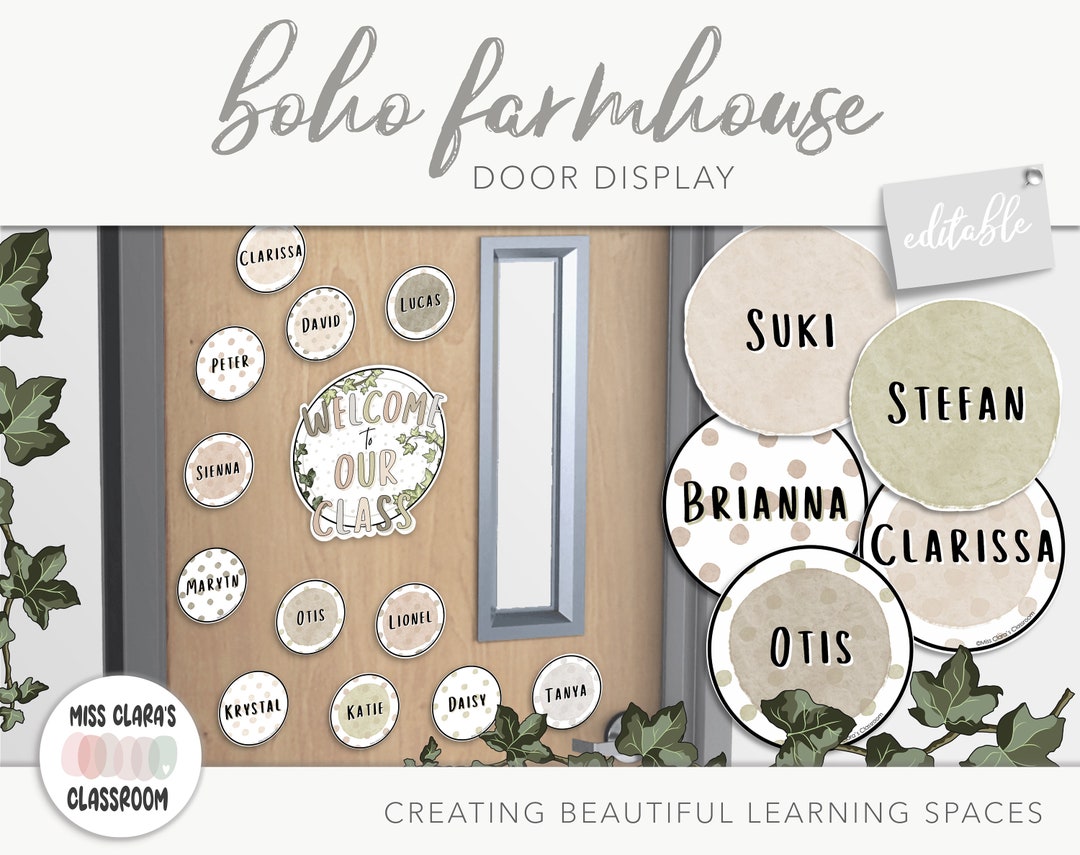 BOHO FARMHOUSE Classroom Door Display Customizable Display - Etsy