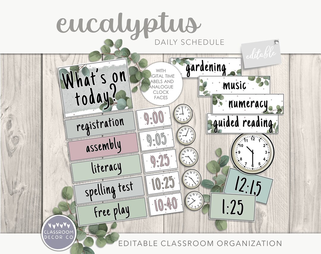 EUCALYPTUS Daily Schedule, Classroom Timetable Display Organizer ...