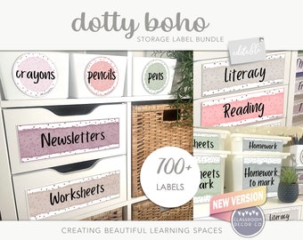 DOTTY BOHO Complete Classroom Display Label Bundle, Neutral Classroom ...