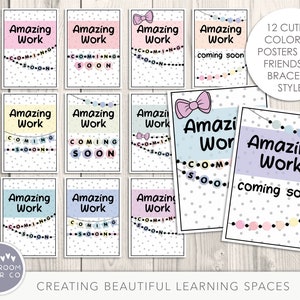 PASTEL CUTIE Coming Soon Posters, Muted Pastel Classroom Display Decor ...
