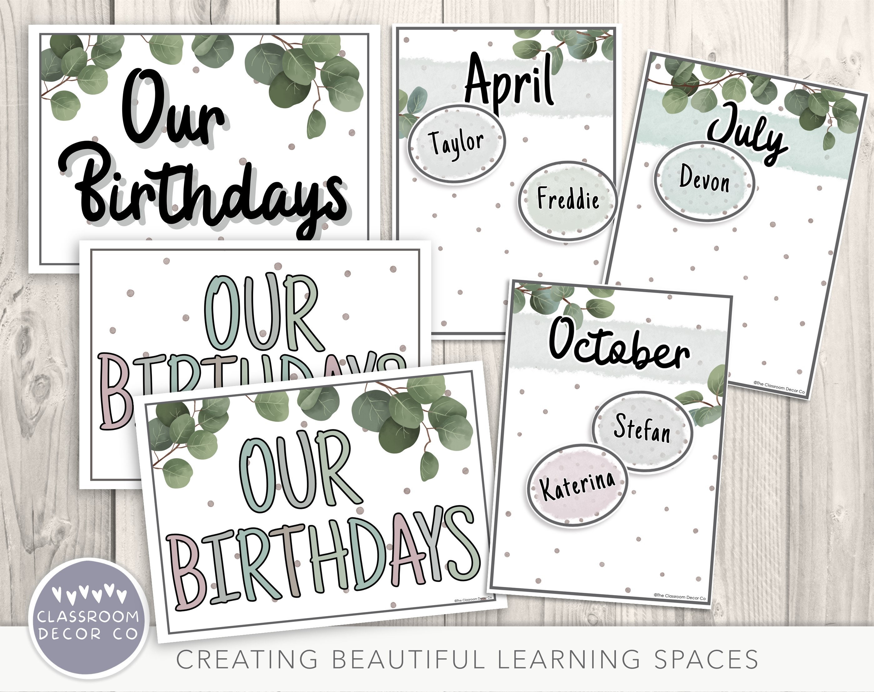 EUCALYPTUS Birthday Display, Celebration Classroom Display, Modern ...