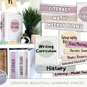 DOTTY BOHO Binder Covers and Spines, Boho Classroom Folder Labels ...