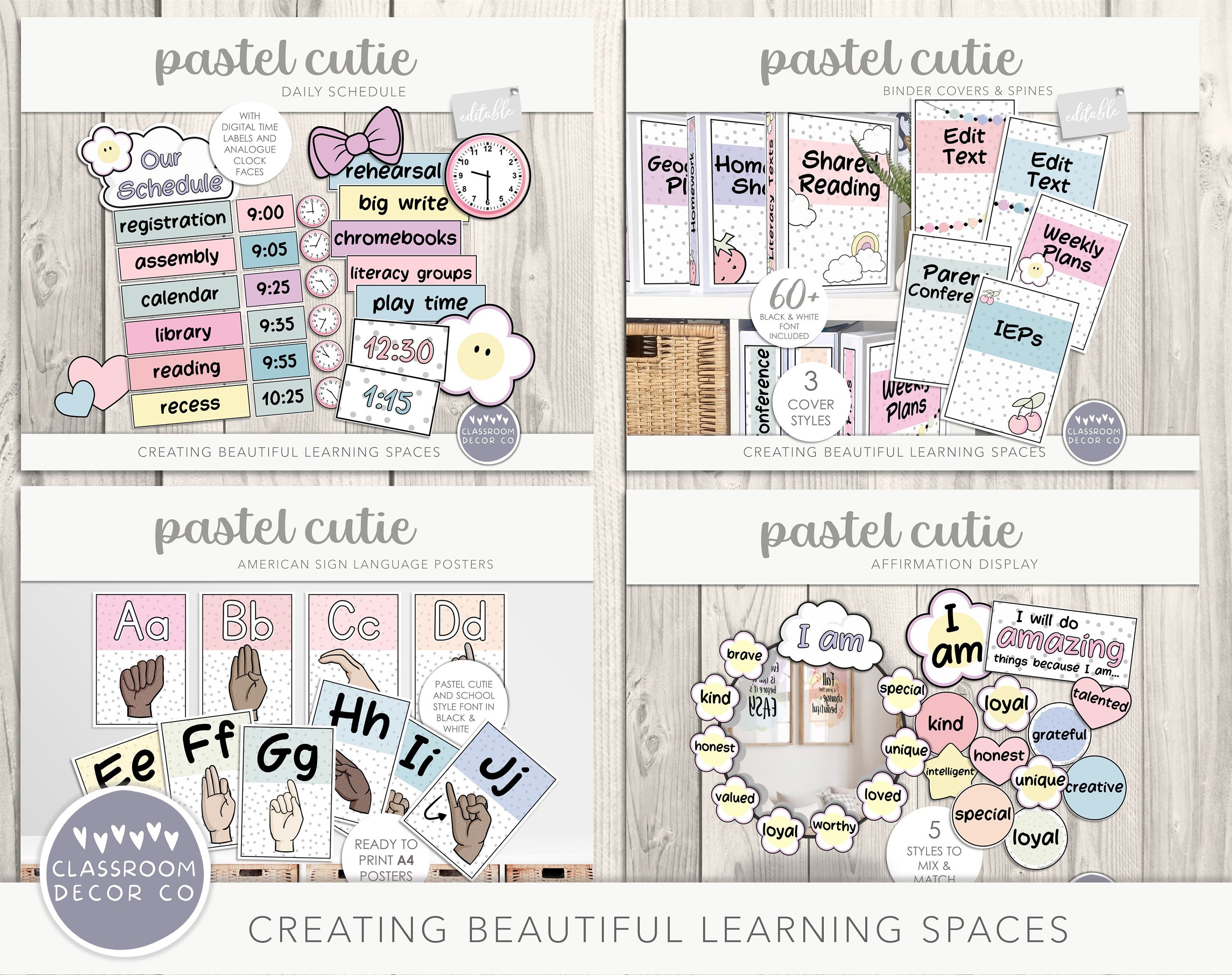 PASTEL CUTIE Complete Classroom Display Bundle, Customizable Display ...
