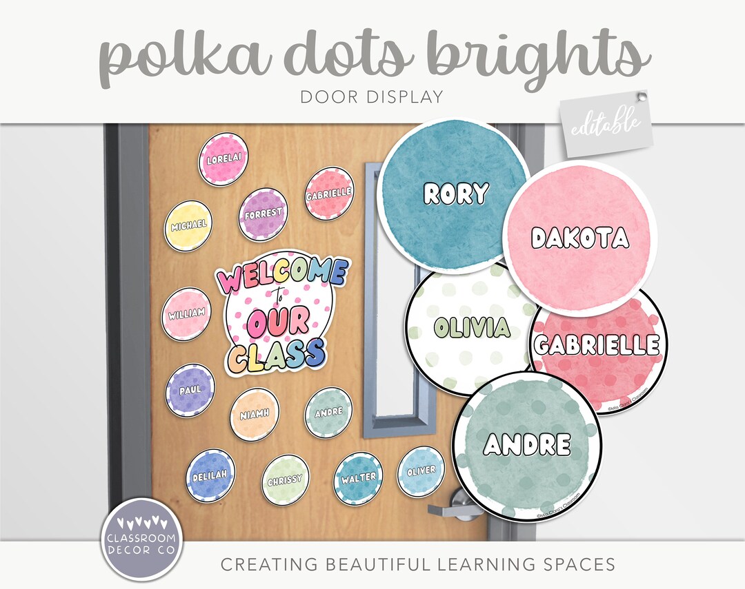 POLKA DOTS ‘BRIGHTS’ Classroom Door Display, Customizable Display ...