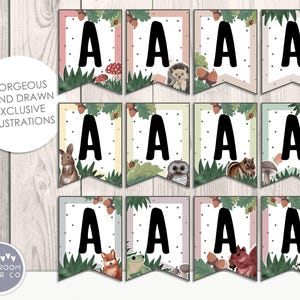ENCHANTED FOREST Flag Bunting, Custom Classroom Lettering Display ...