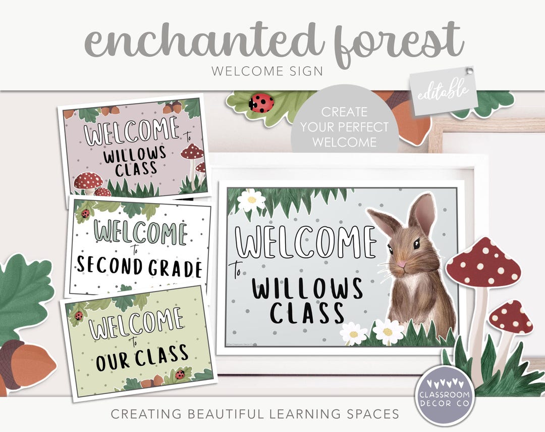 ENCHANTED FOREST Welcome Sign, Customizable Classroom Sign, Classroom ...