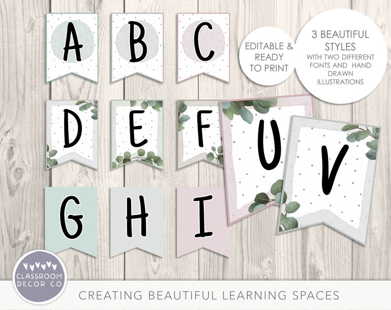 EUCALYPTUS Flag Bunting, Custom Classroom Display, Classroom Header ...