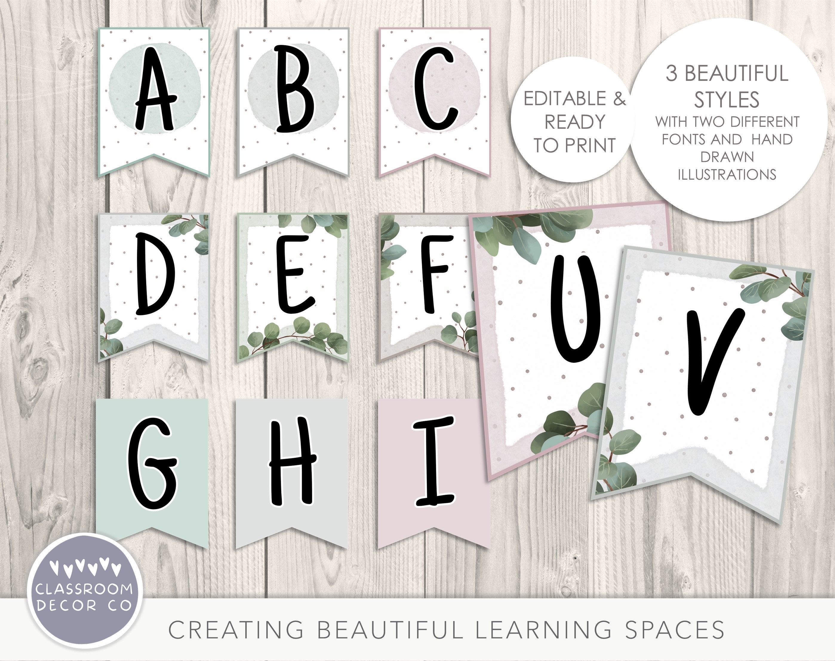 EUCALYPTUS Flag Bunting, Custom Classroom Display, Classroom Header ...