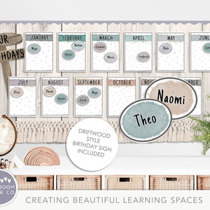 BEACHY BOHO Birthday Display, Celebration Classroom Display, Rustic ...